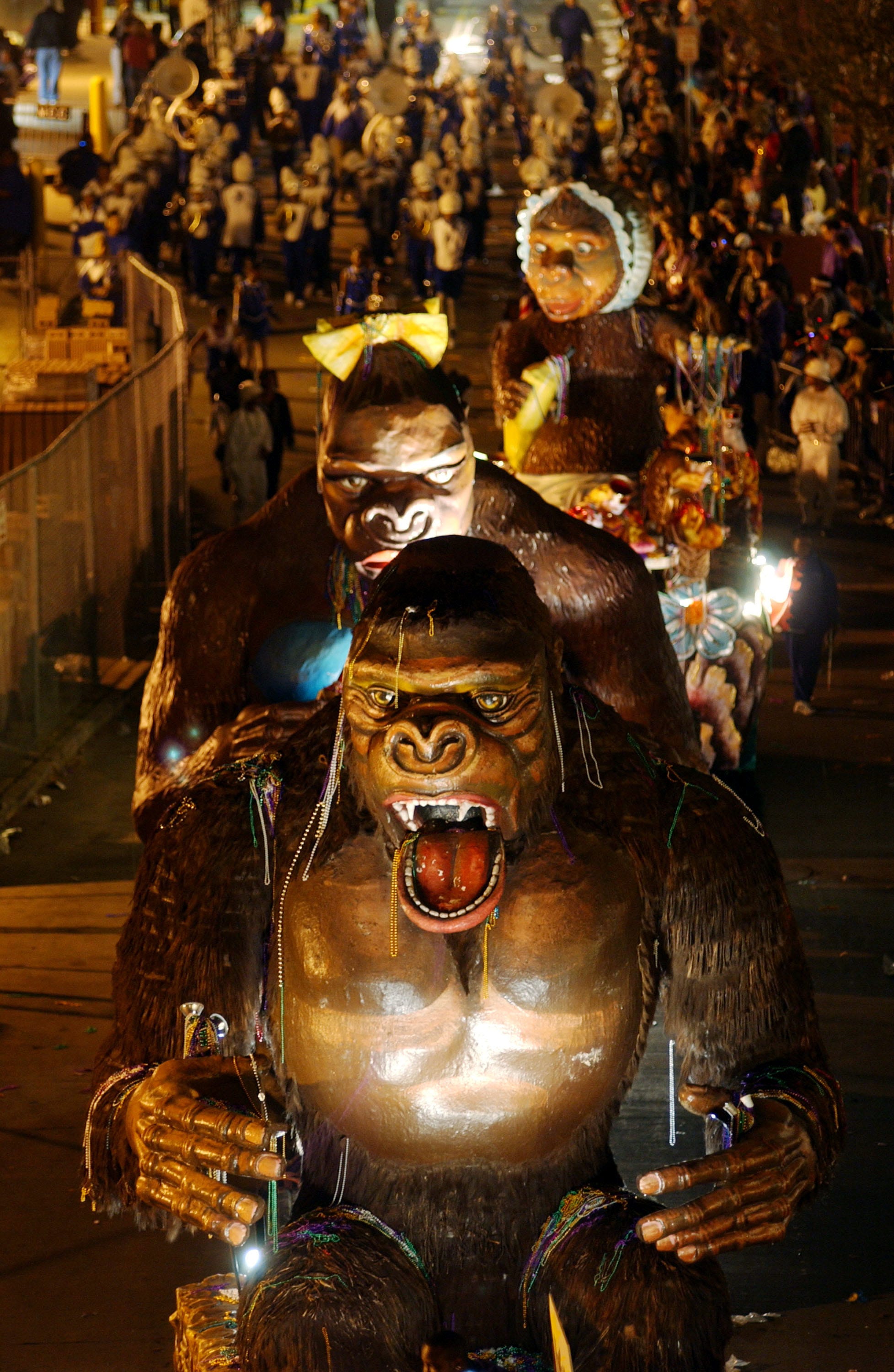 A throne fit for a King! The Bacchus float gets fitted for Shaq