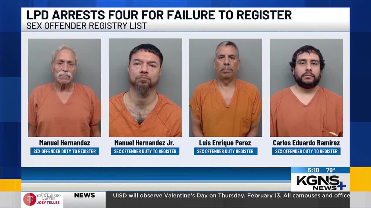 Laredo Police arrest men for failing to follow sex offender registry rules