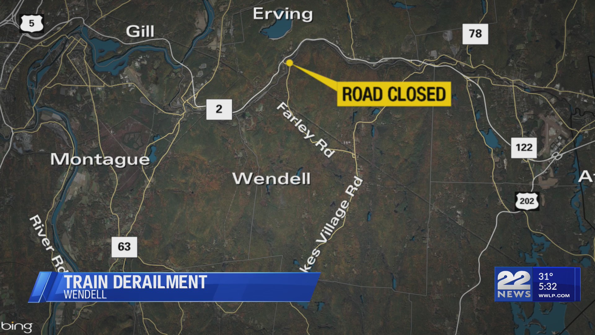 Train derailment closes Farley Road in Wendell