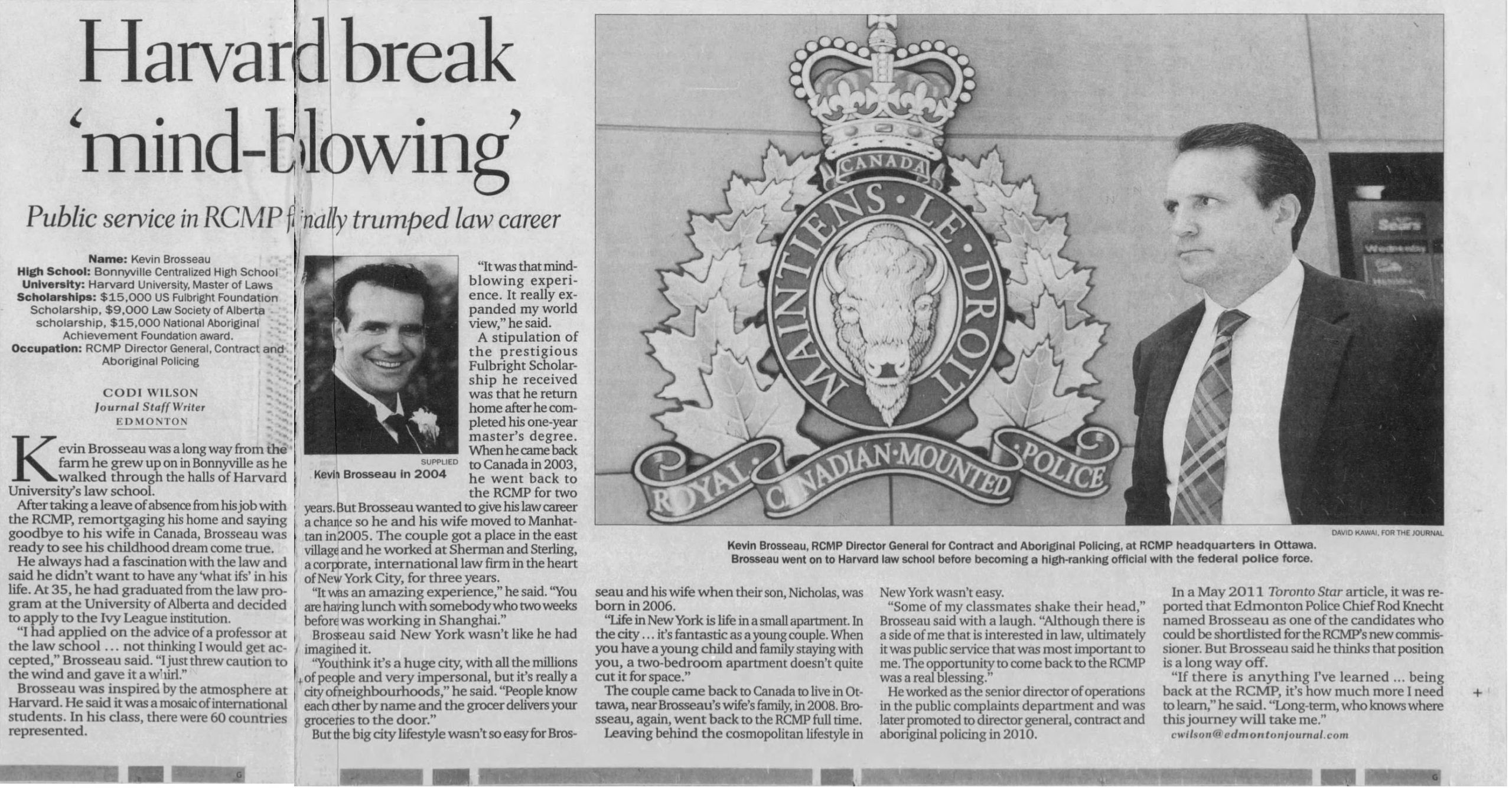 From the Archives: For Kevin Brosseau, public service in RCMP finally ...