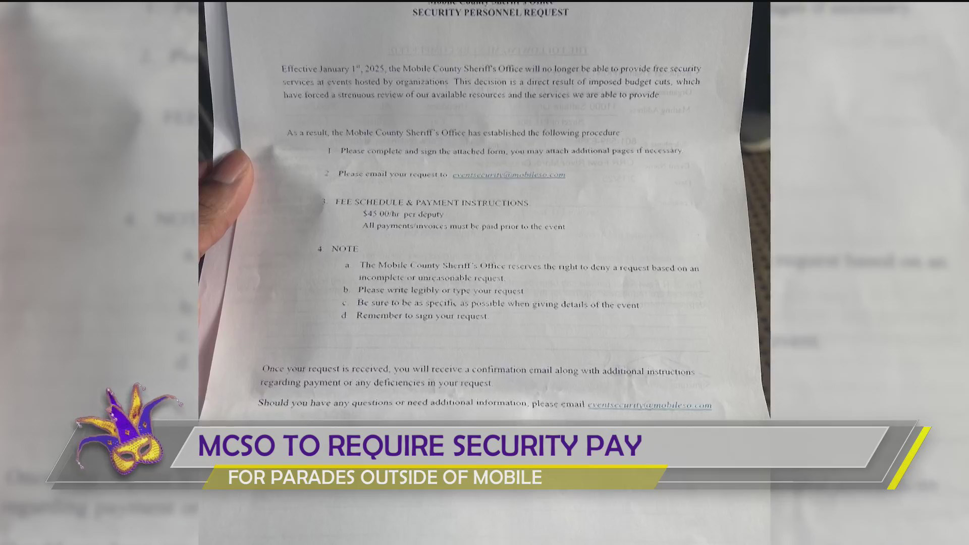 Mobile County Sheriff's Office ends free security for county parade routes Mobile County Sheriff's Office ends free security for county parade routes