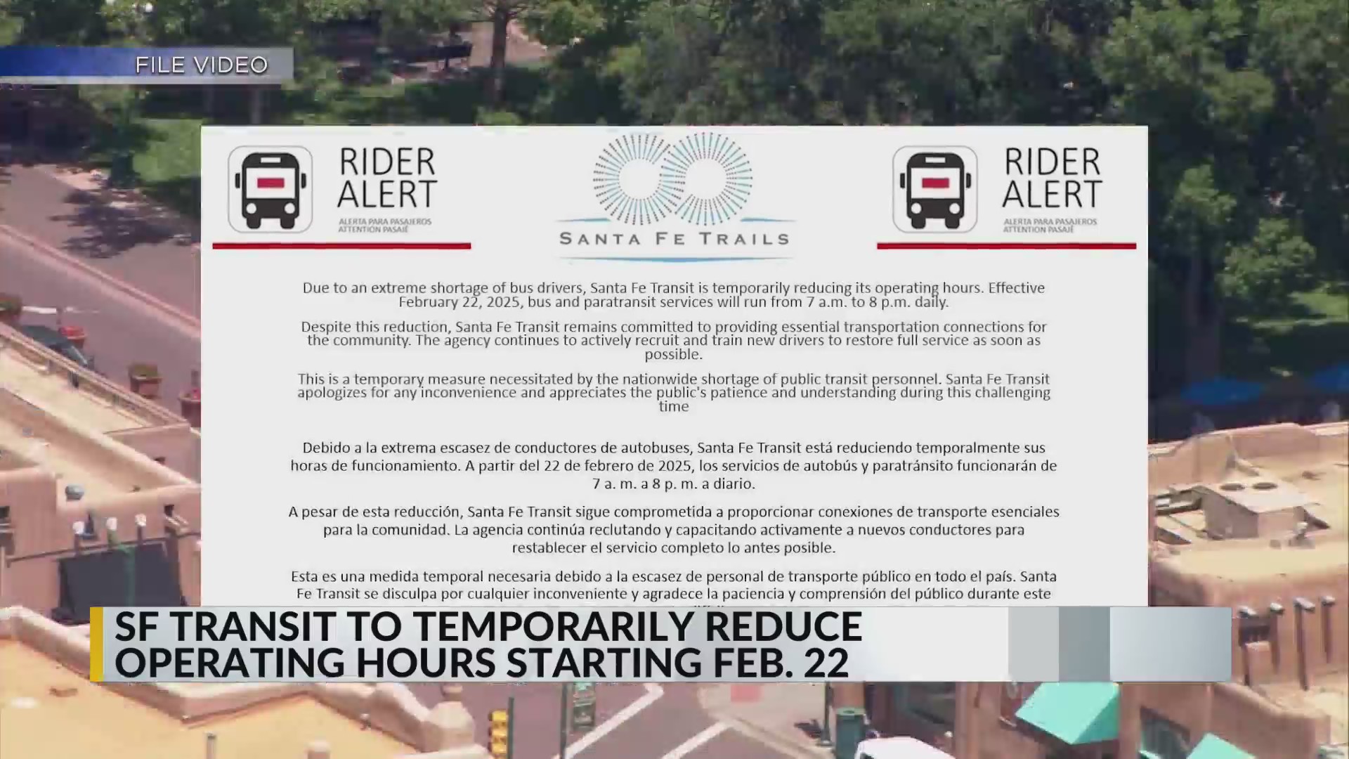 Santa Fe Transit to temporarily reduce operating hours