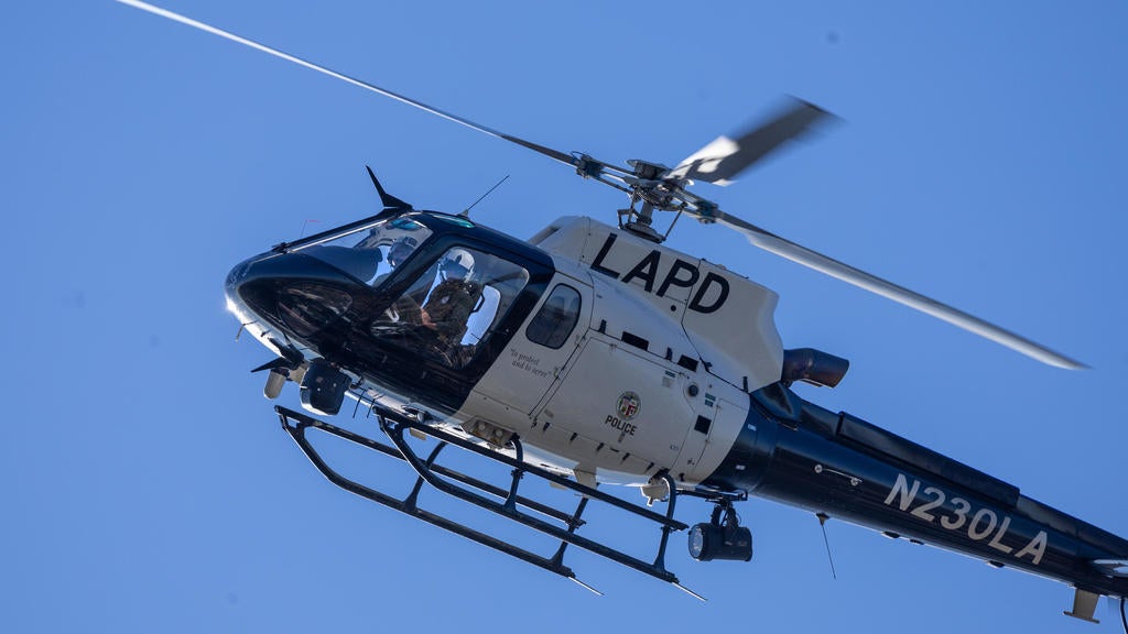 Man arrested for allegedly shining laser at LAPD helicopter