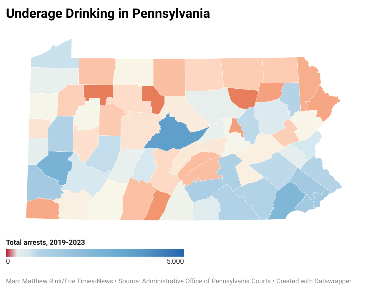 How common is underage drinking in your county? Pennsylvania arrest records offer insight