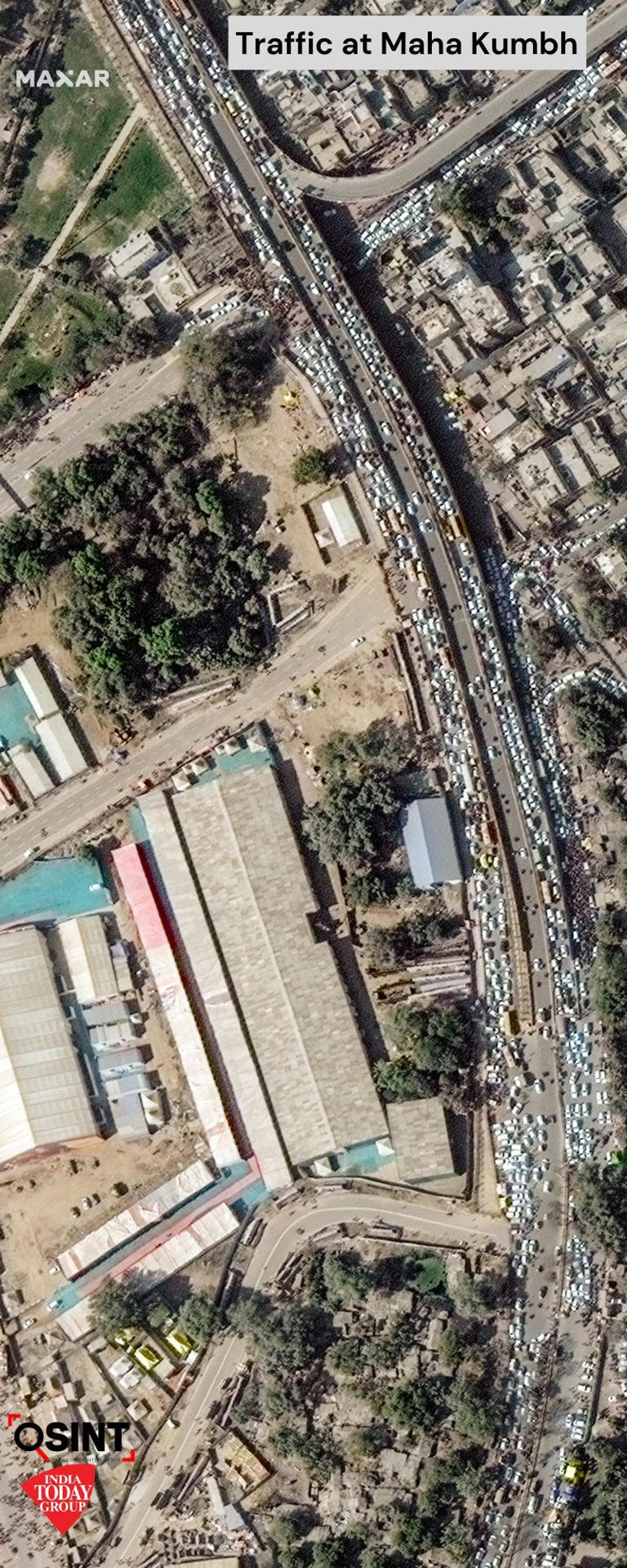 Satellite pics show maha traffic at Maha Kumbh