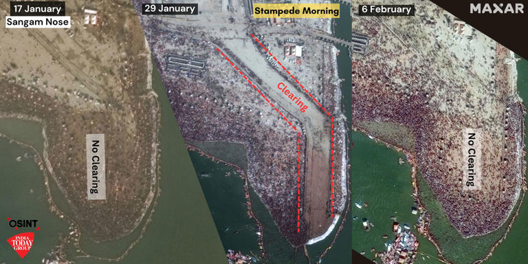 Satellite pics show maha traffic at Maha Kumbh