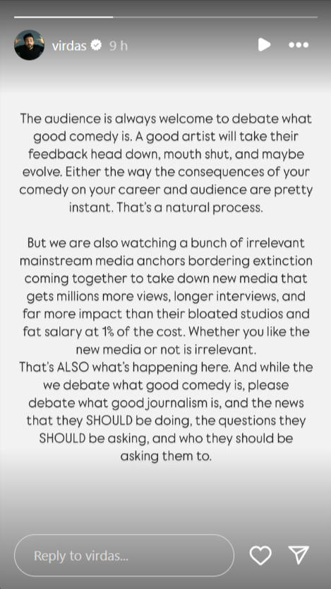 Vir Das Slams Mainstream Media Amid Controversy Surrounding 'India’s ... Vir Das Slams Mainstream Media Amid Controversy Surrounding 'India’s ...