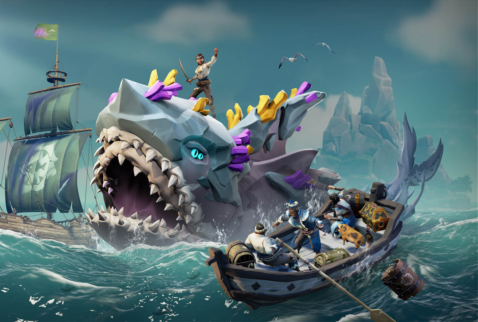 Rare adds two new megalodons to Sea of Thieves, and one is on fire