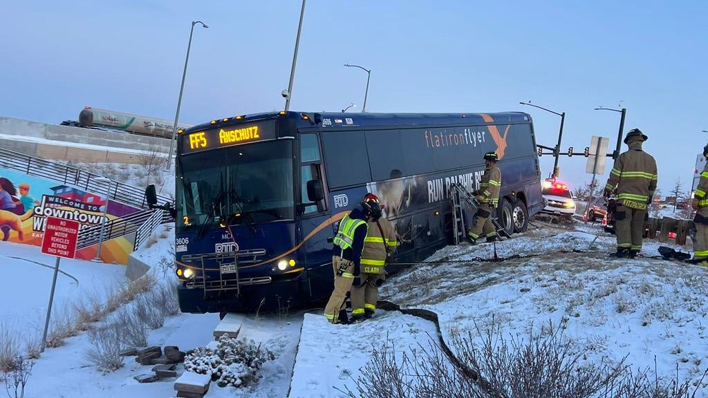 RTD bus slides off Highway 36 in Denver metro area