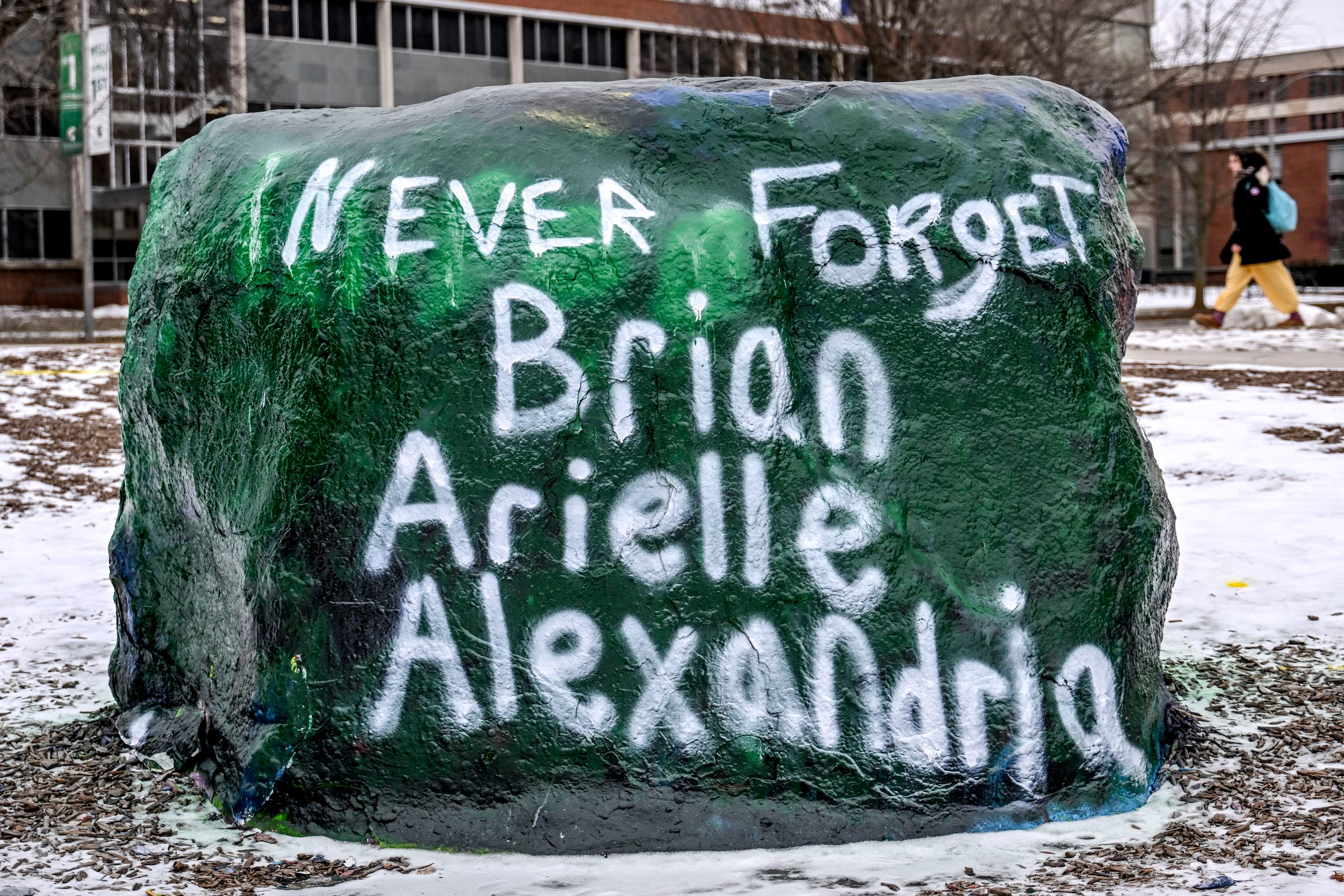MSU's Rock painted in tribute to students killed in 2023 mass shooting
