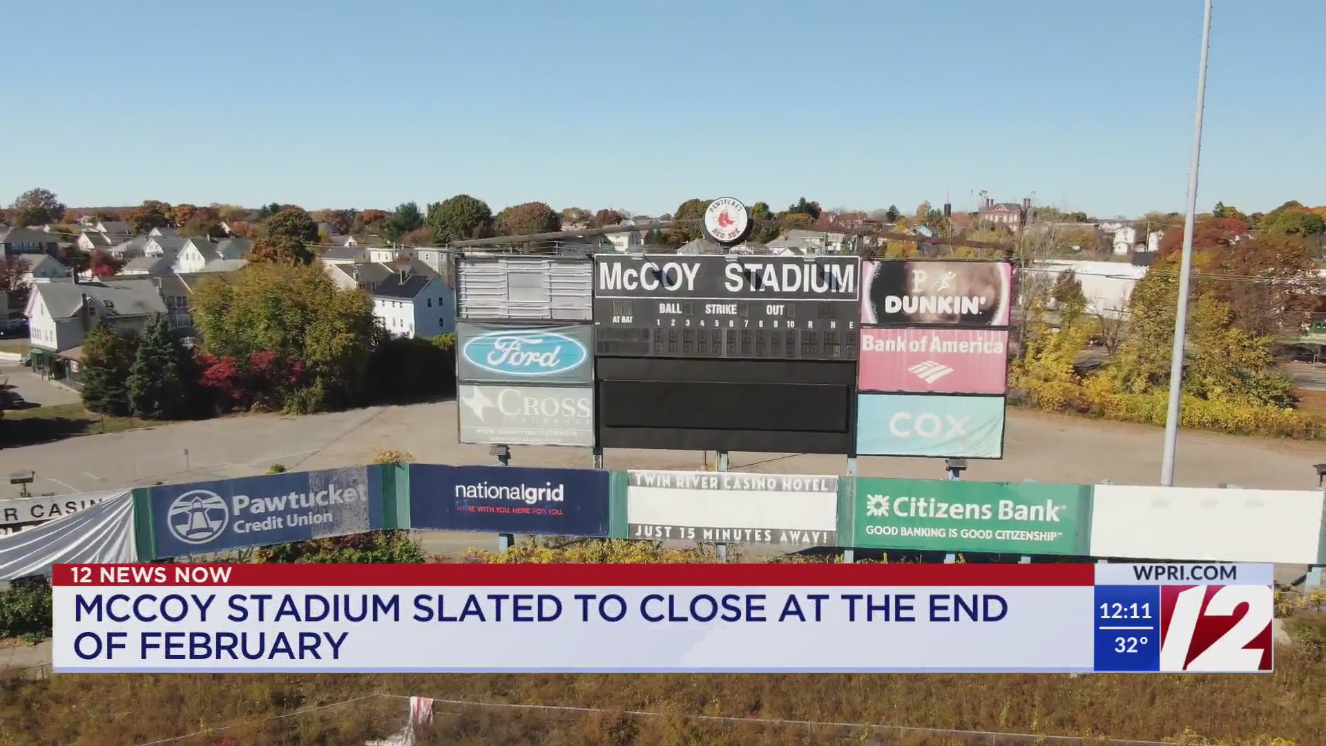 McCoy stadium to close for demolition this month