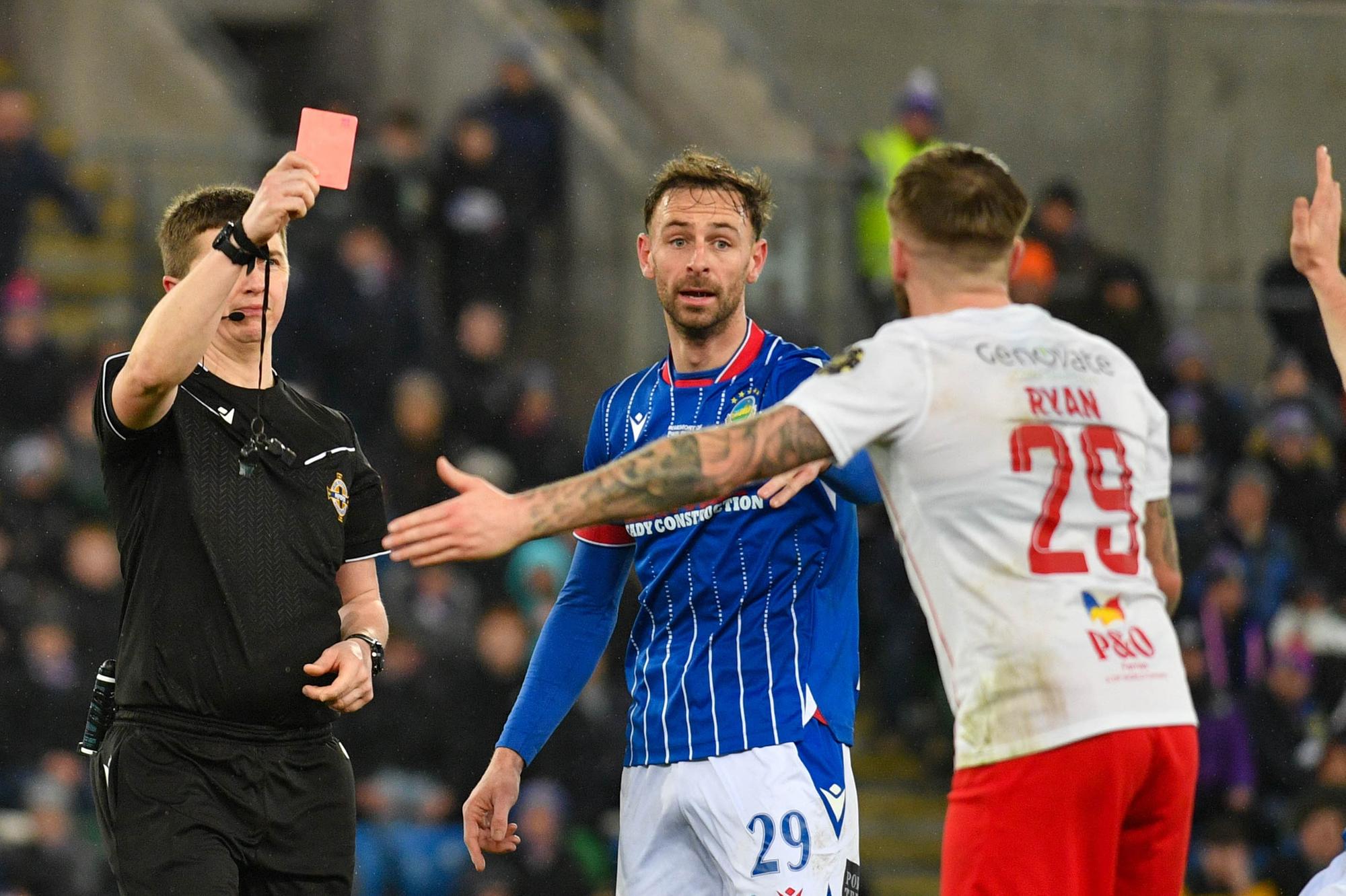 Gary Haveron confirms Larne have appealed Andy Ryan red card and gives ...