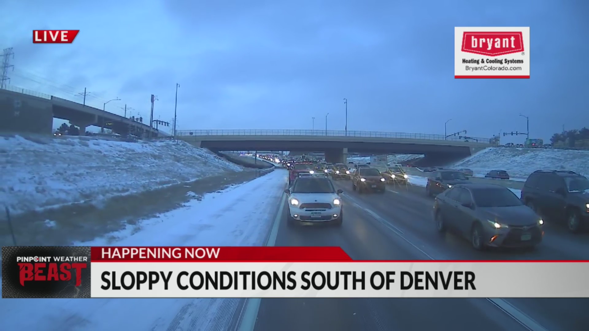 Slow conditions heading south of Denver