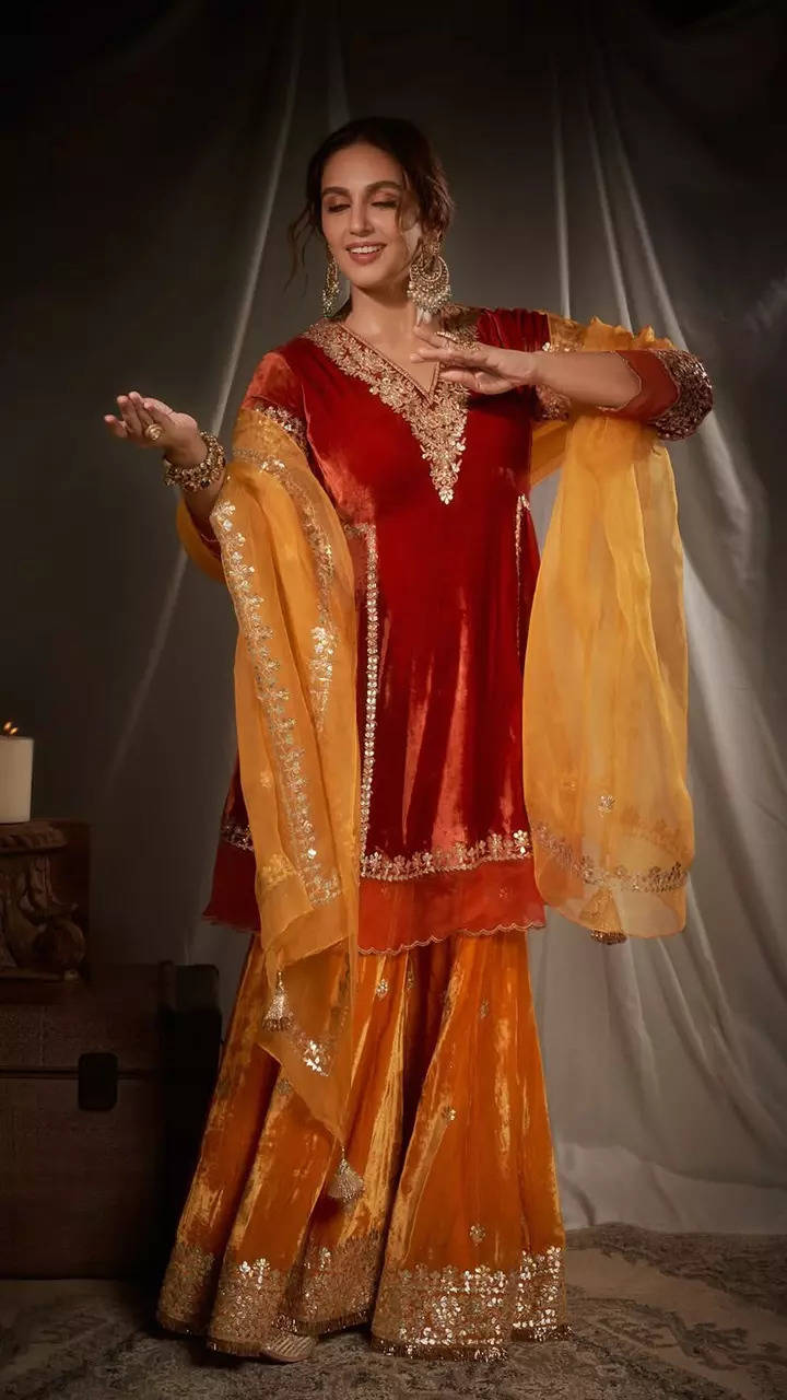 Huma Qureshi exudes ethnic glamour in a vibrant orange sharara set