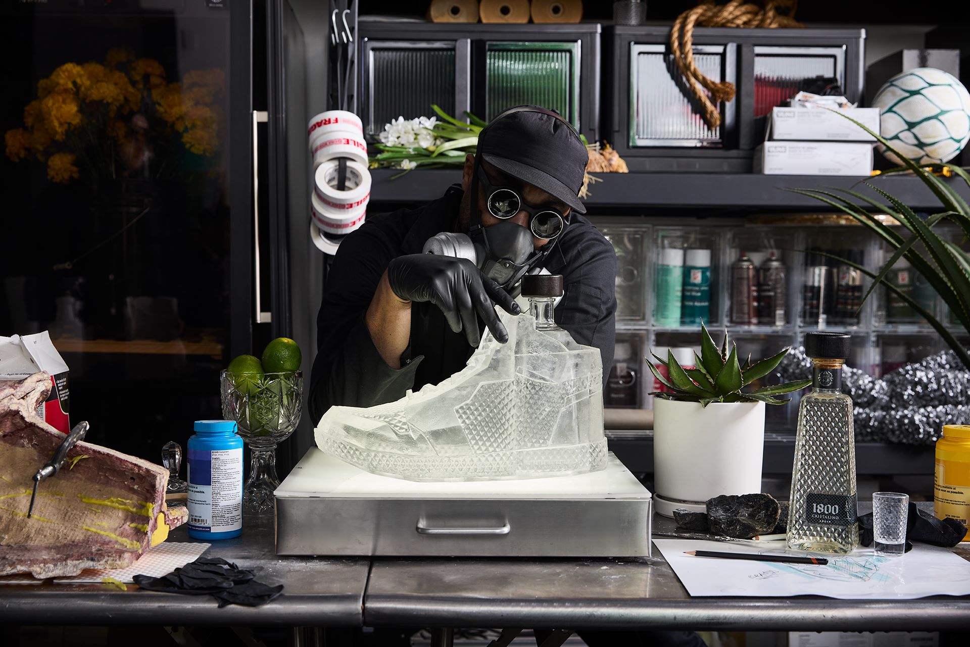 1800 Tequila is collaborating with artist Mr. Flower Fantastic to make a sneaker-inspired decanter