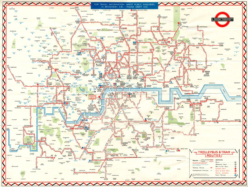 Map reveals forgotten London trolleybus network as big as the Tube