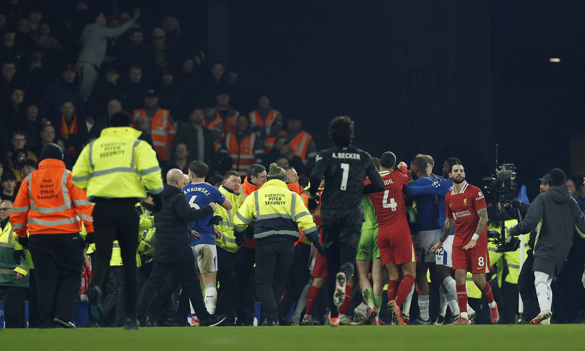 Merseyside Derby chaos sees THREE red cards after the final whistle as ...