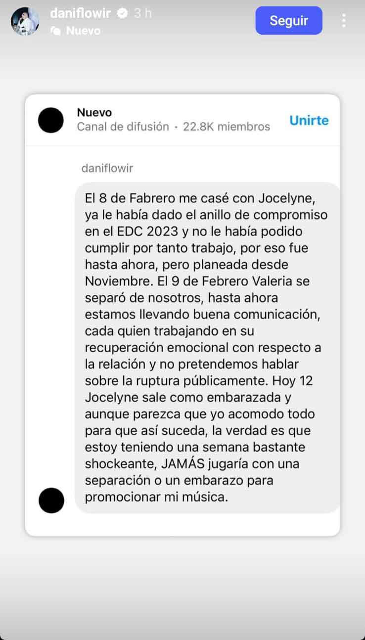 Dani Flow revela dulce noticia sobre su esposa Jocelyne y explica qué ...