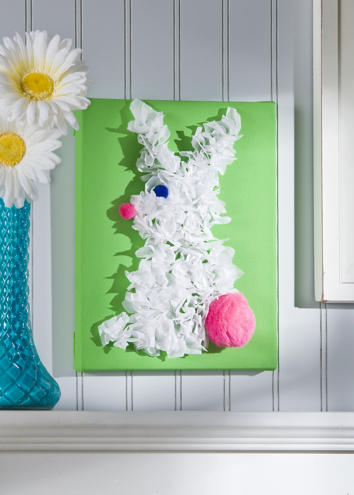 DIY Tissue Paper Bunny on Canvas (Perfect for Kids!)