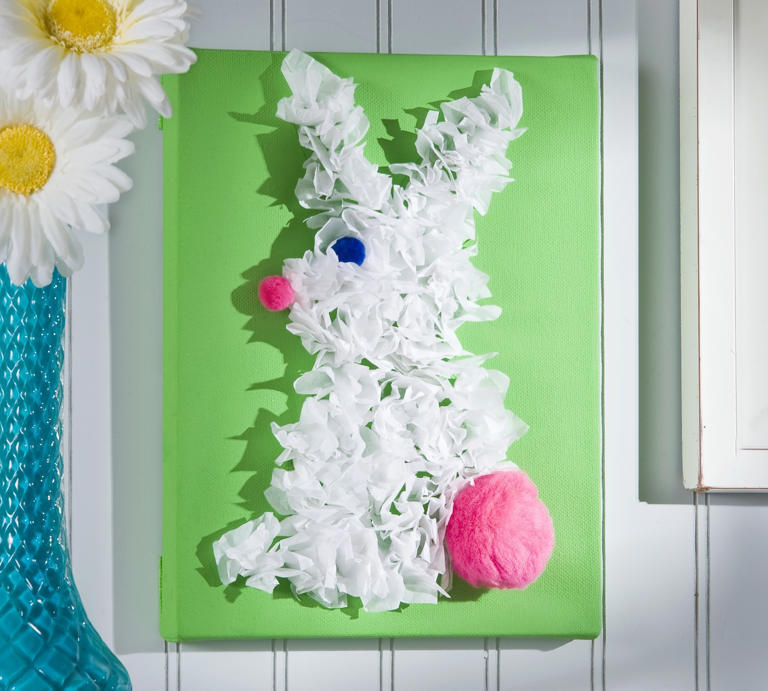 DIY Tissue Paper Bunny on Canvas (Perfect for Kids!)