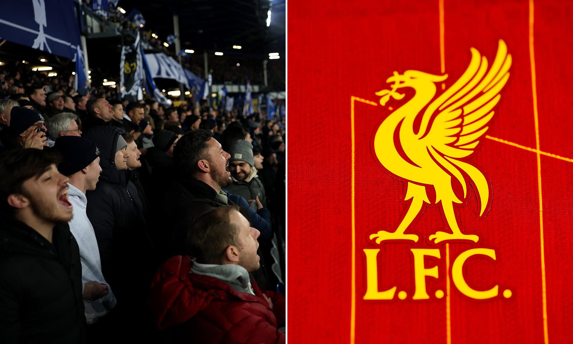 Liverpool fans taunt Everton with provocative display in the away end ...