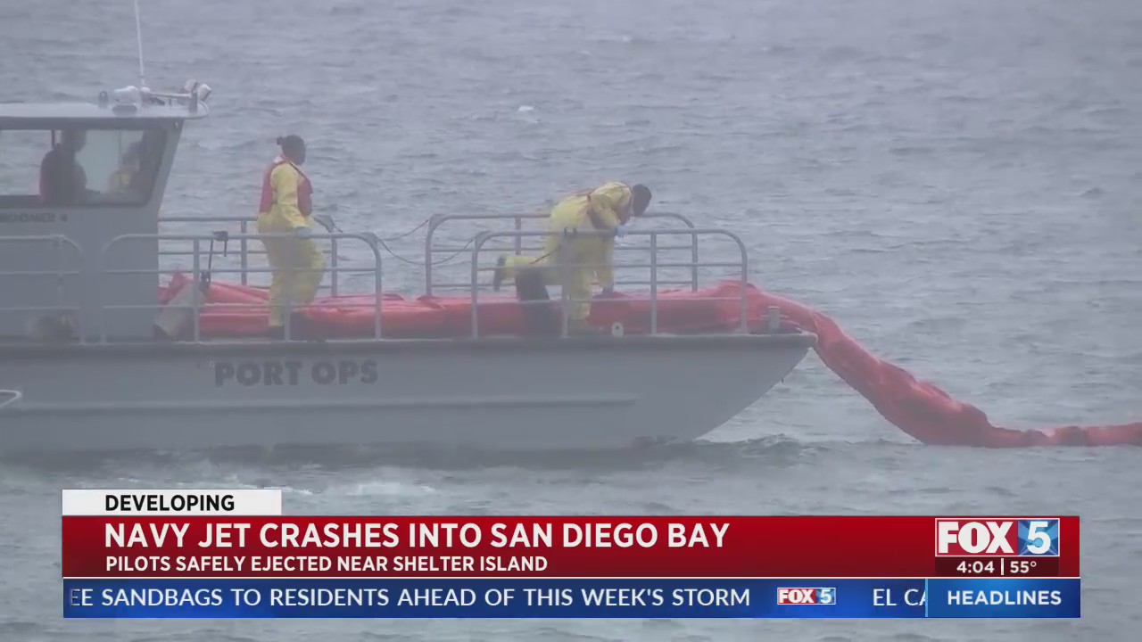 Two pilots safely ejected after U.S. Navy jet crashes into San Diego Bay