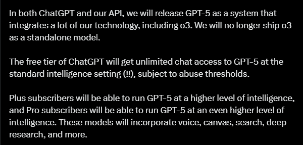 Sam Altman unveils GPT 5 roadmap, confirms unlimited access to free users Sam Altman unveils GPT 5 roadmap, confirms unlimited access to free users