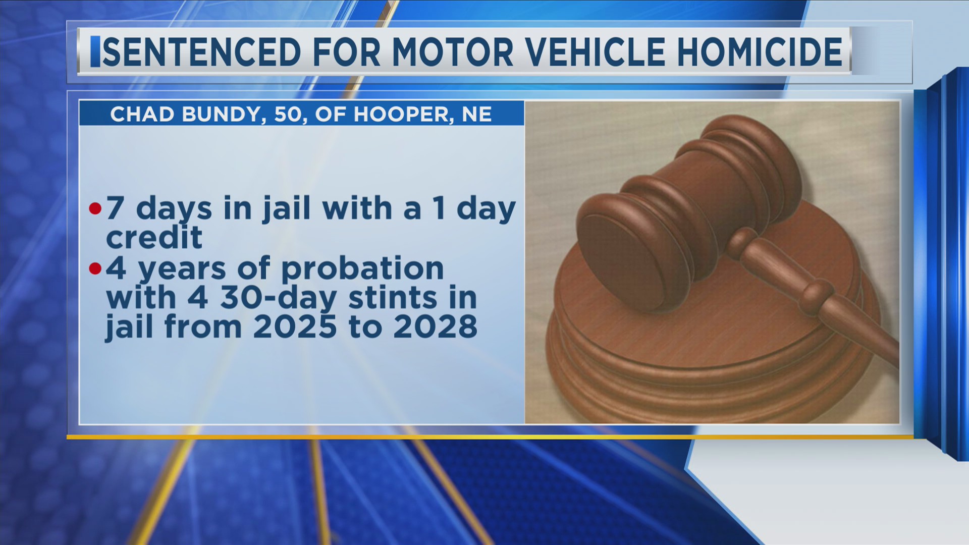 Sentenced For Motor Vehicle Homicide