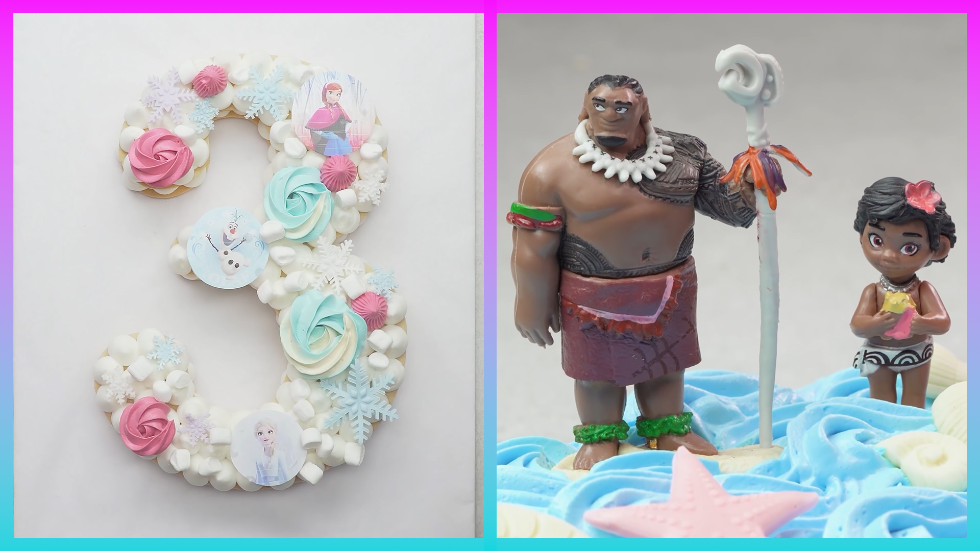 Snow & Moana Cake ️🌊 | Beautiful & Creative Cake Decorating Ideas ...