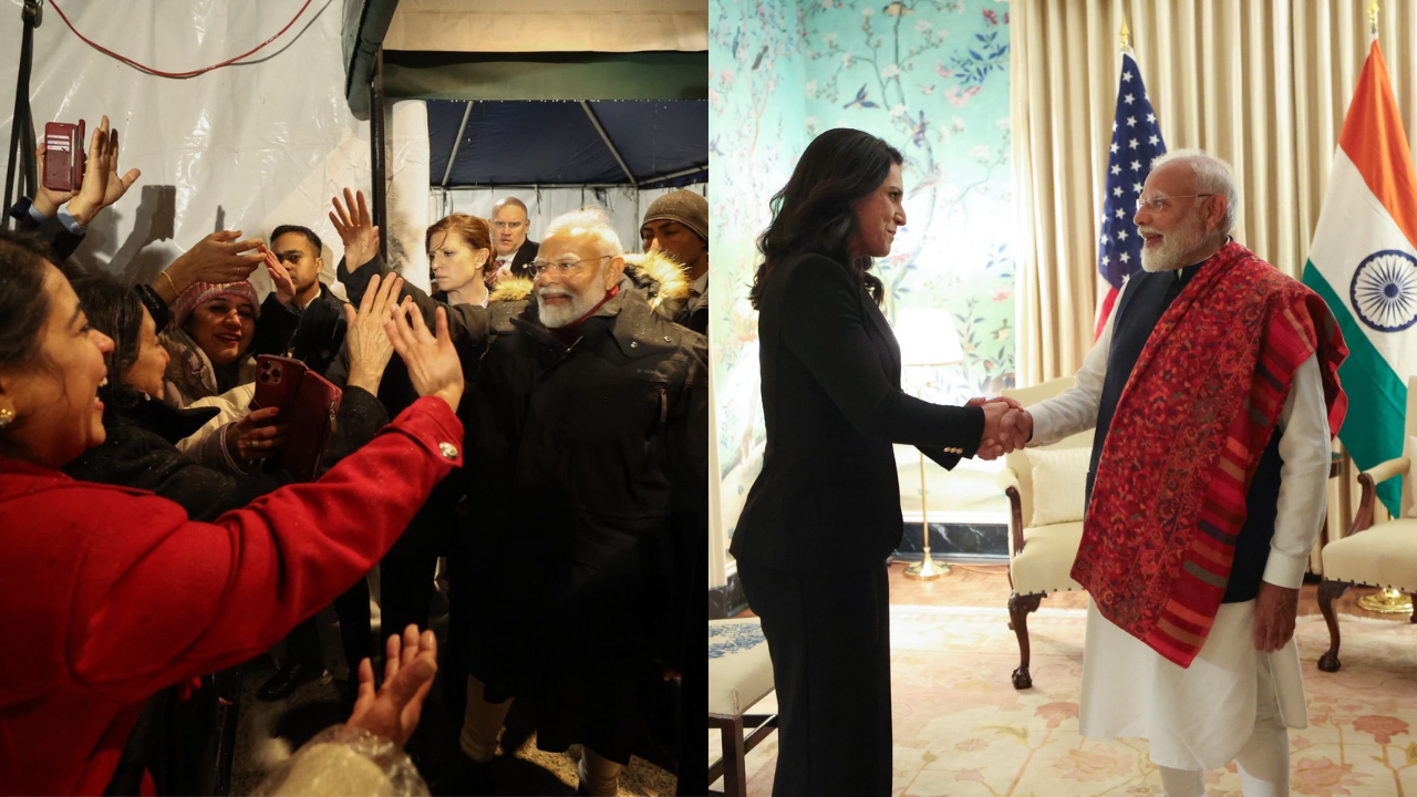 PM Modi welcomed by Indian diaspora in US, meets Tulsi Gabbard: Top ...