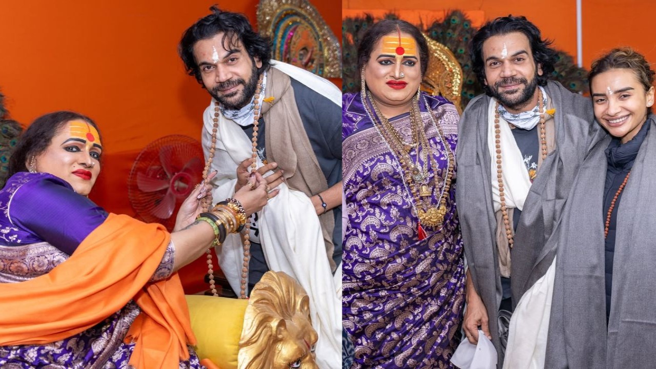 Rajkummar Rao and Patralekhaa meet Swami Laxmi Narayan Tripathi at ...