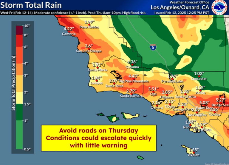 Flash Flood & Severe Thunderstorm Warnings Issued For Palisades & Eaton Fire Burn Area In Los ...