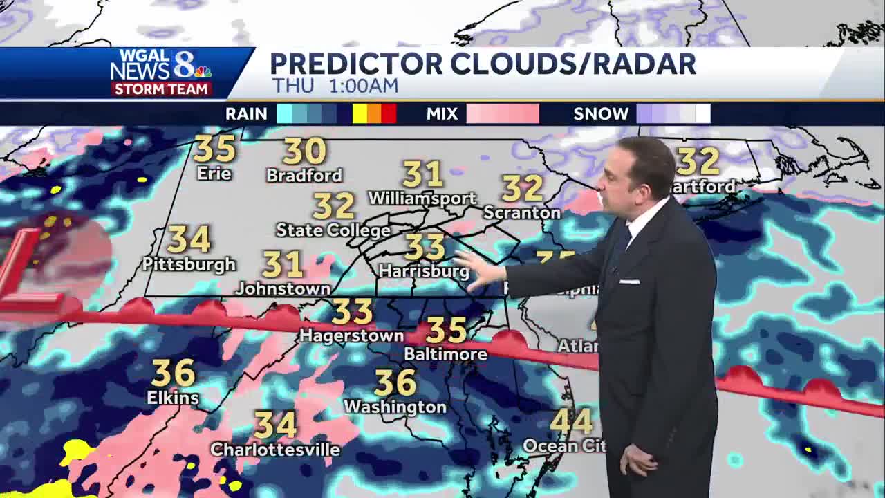 Hour-by-hour forecast for Wednesday night