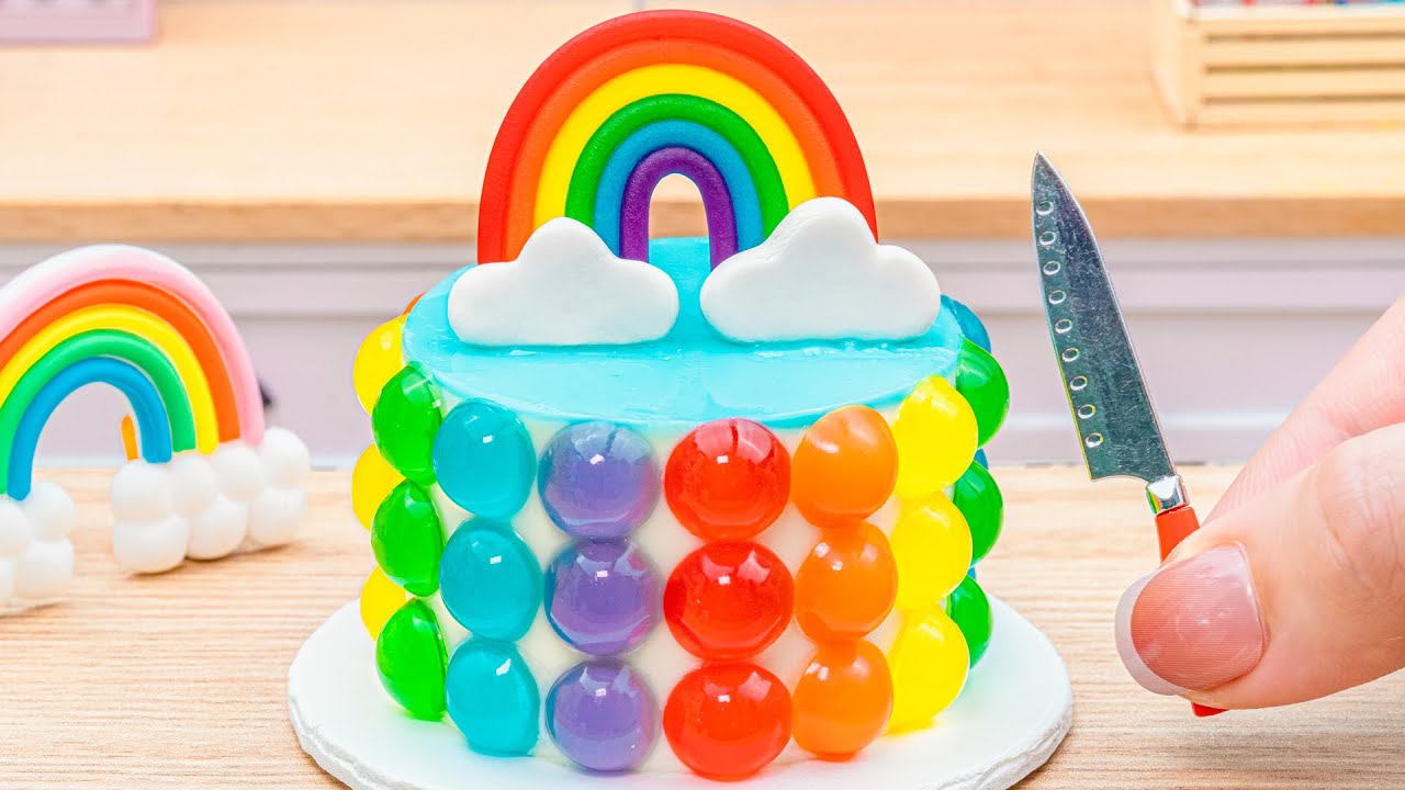 Rainbow Jelly Cake Amazing Miniature Rainbow Jelly Cake Decorating Ideas