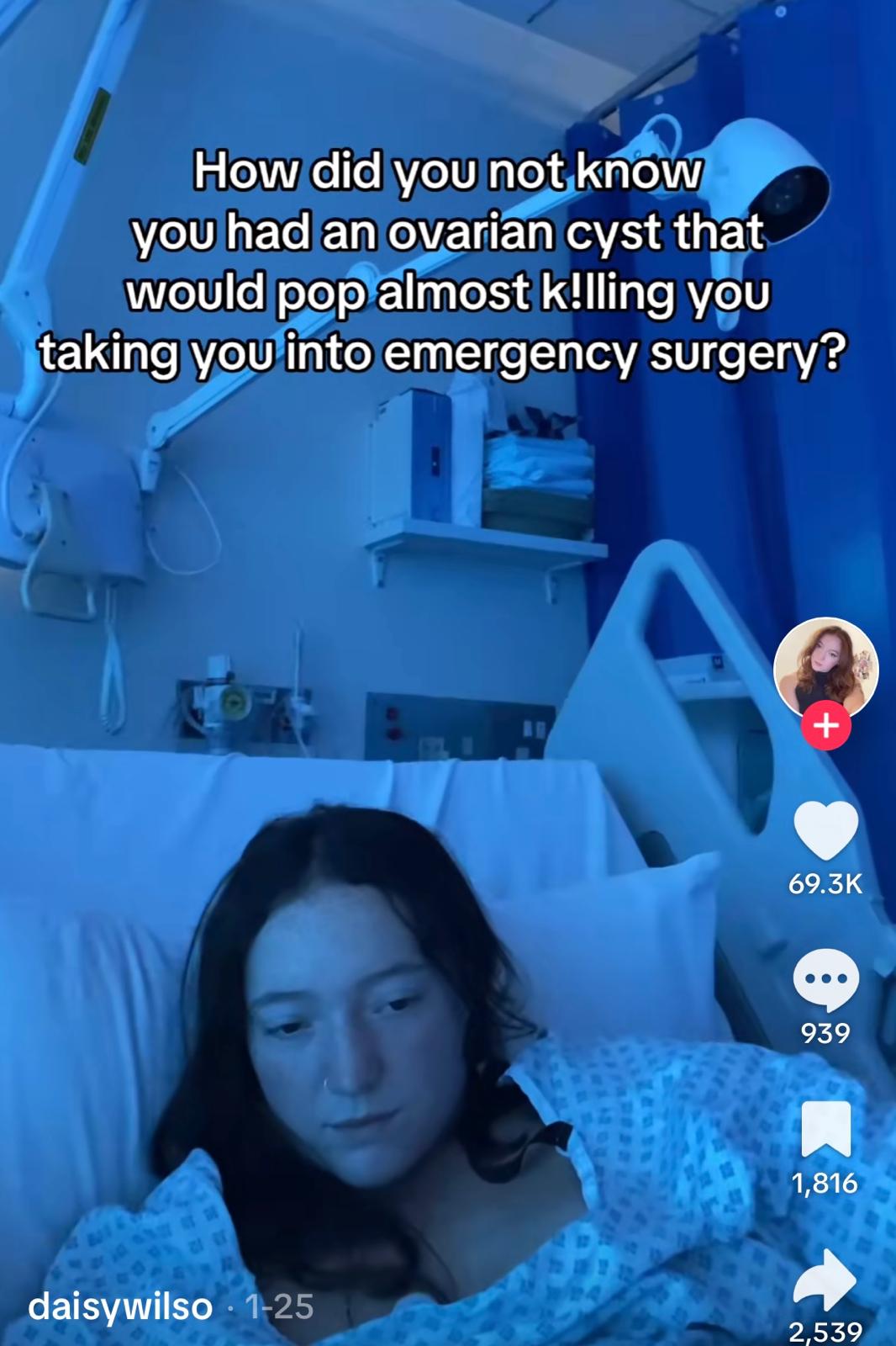 Burst ovarian cyst leaves 22-year-old ‘on the brink of death’