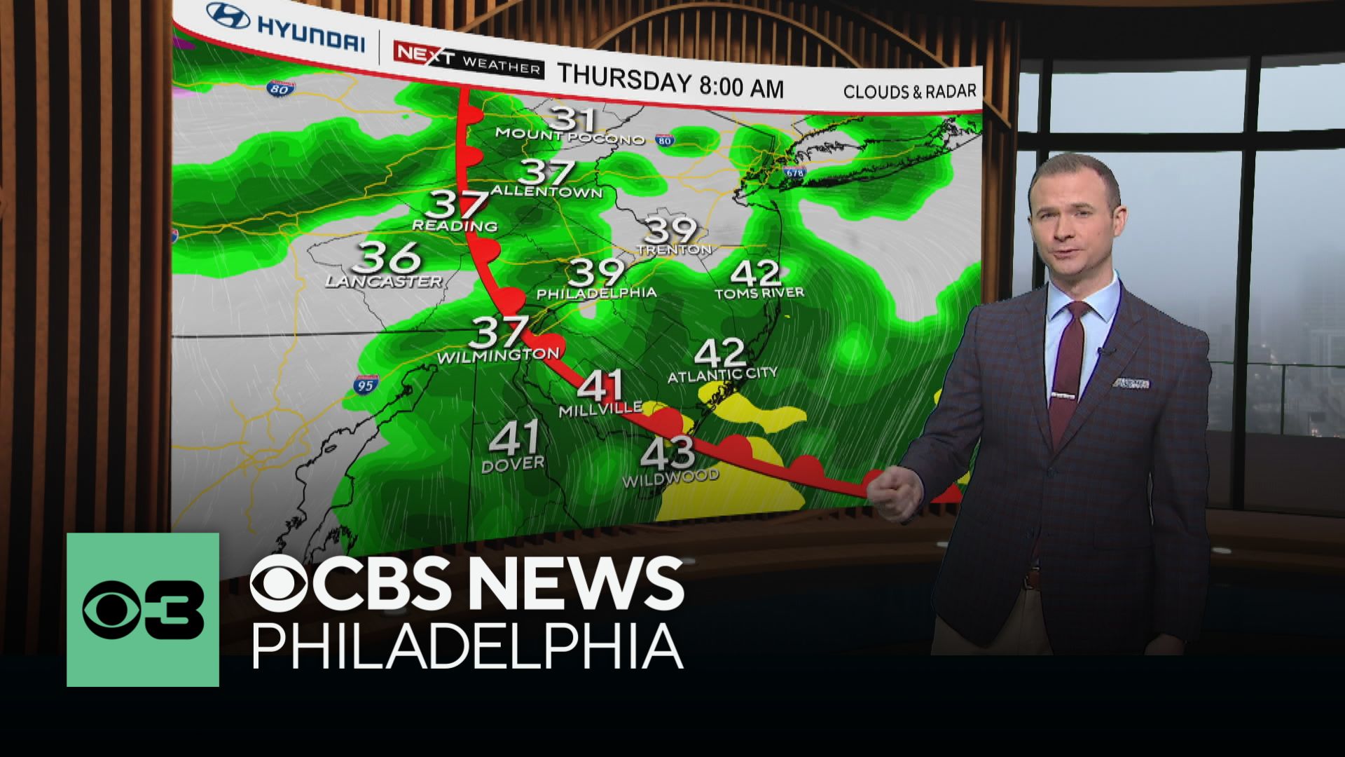 Rain and drizzle move out Thursday; dry and cold for Eagles parade Friday