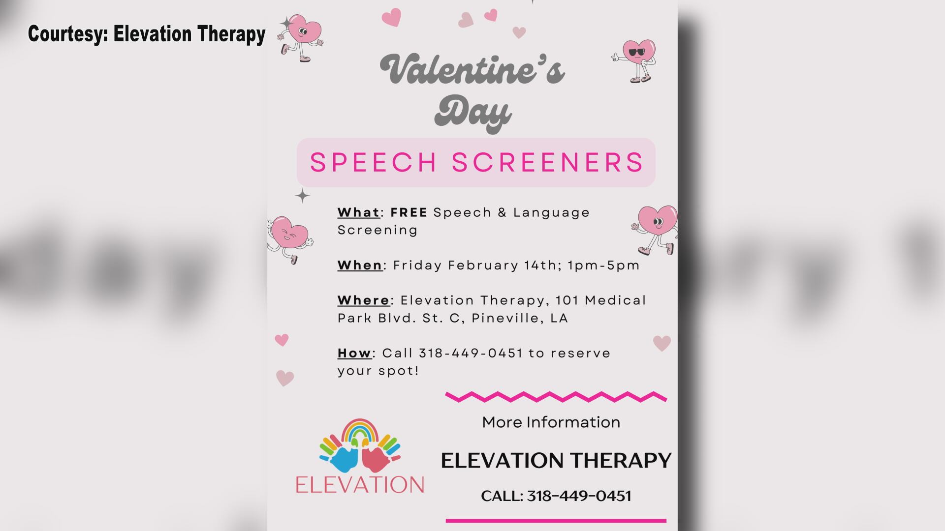 Elevation Therapy offering free Valentine’s Day speech screeners