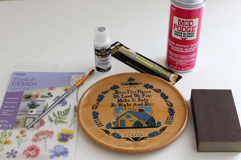 Rub On Transfers For Repurposing Thrift Store Finds