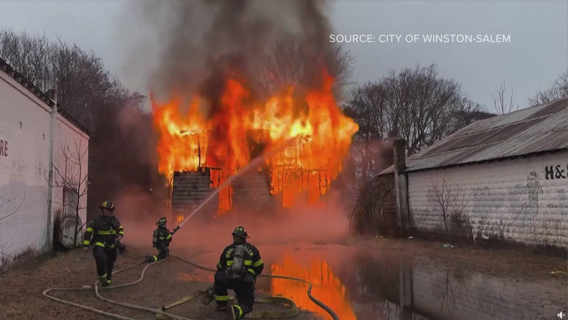 Winston-Salem firefighters battle structure fire on Waughtown St.