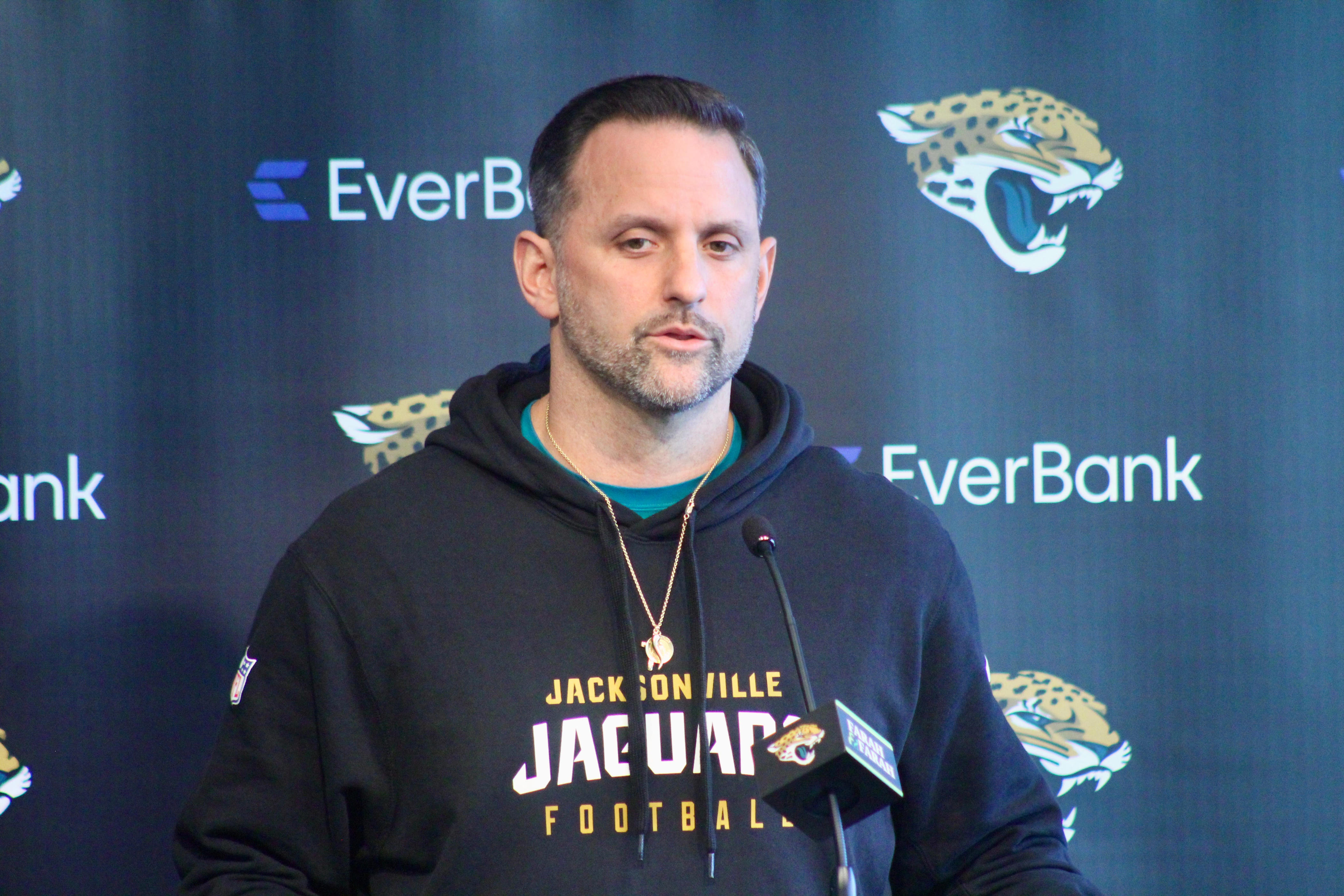 Jacksonville Jaguars defensive coordinator Anthony Campanile speaks ...