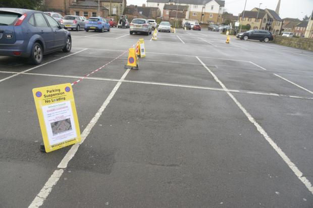 Town car park spaces blocked off while works takes place