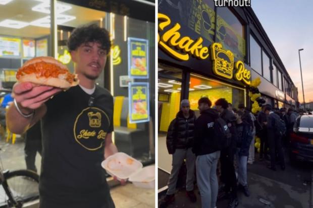 Massive queues as takeaway hands out 500 free burgers