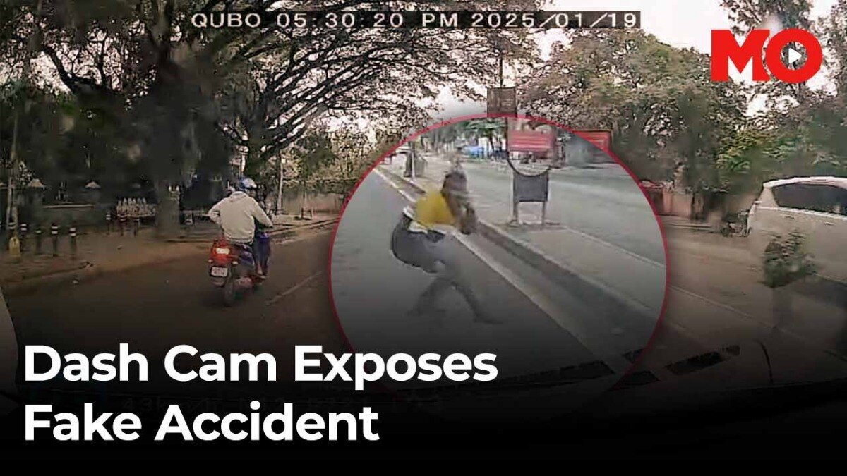 Dash cam captures Bengaluru man staging fake accident Dash cam captures Bengaluru man staging fake accident