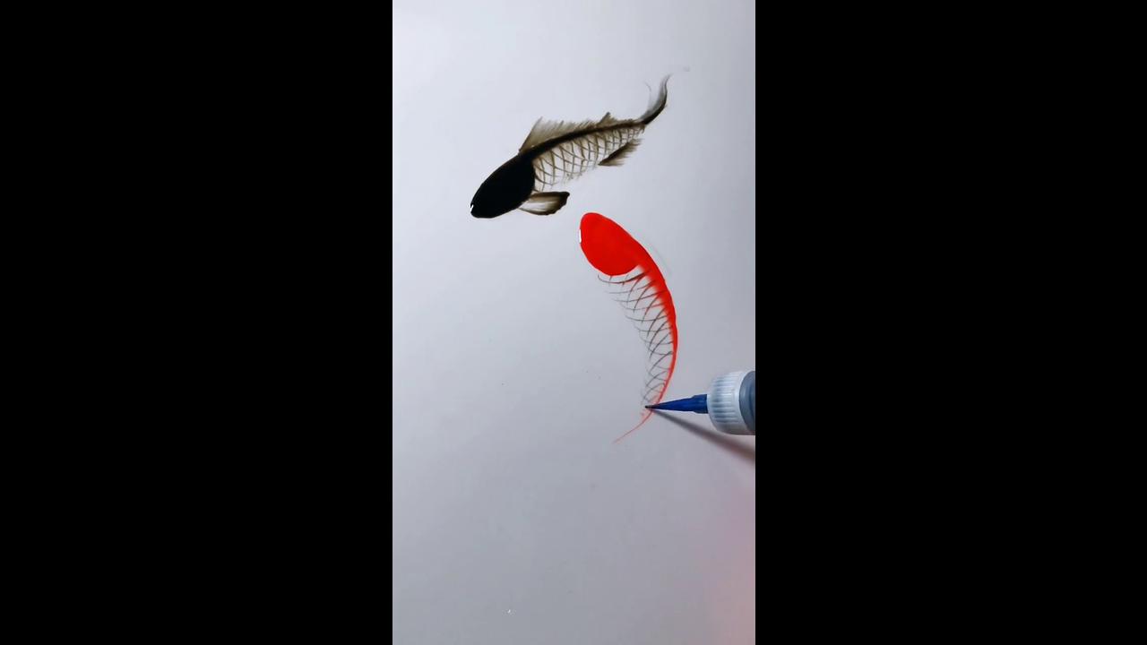 Satisfying Decorating Black And Orange Fish On Plate