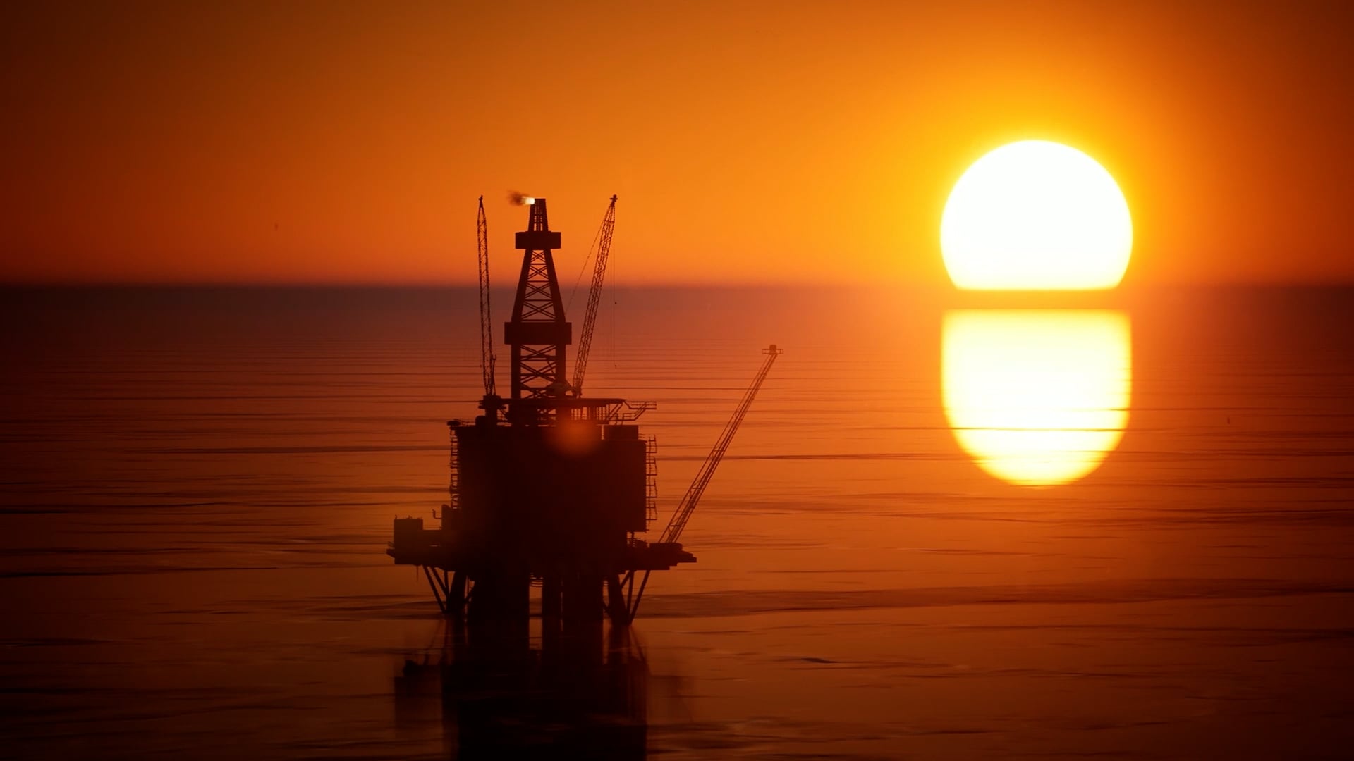 Drone's Eye View of Giant Offshore Oil Platforms