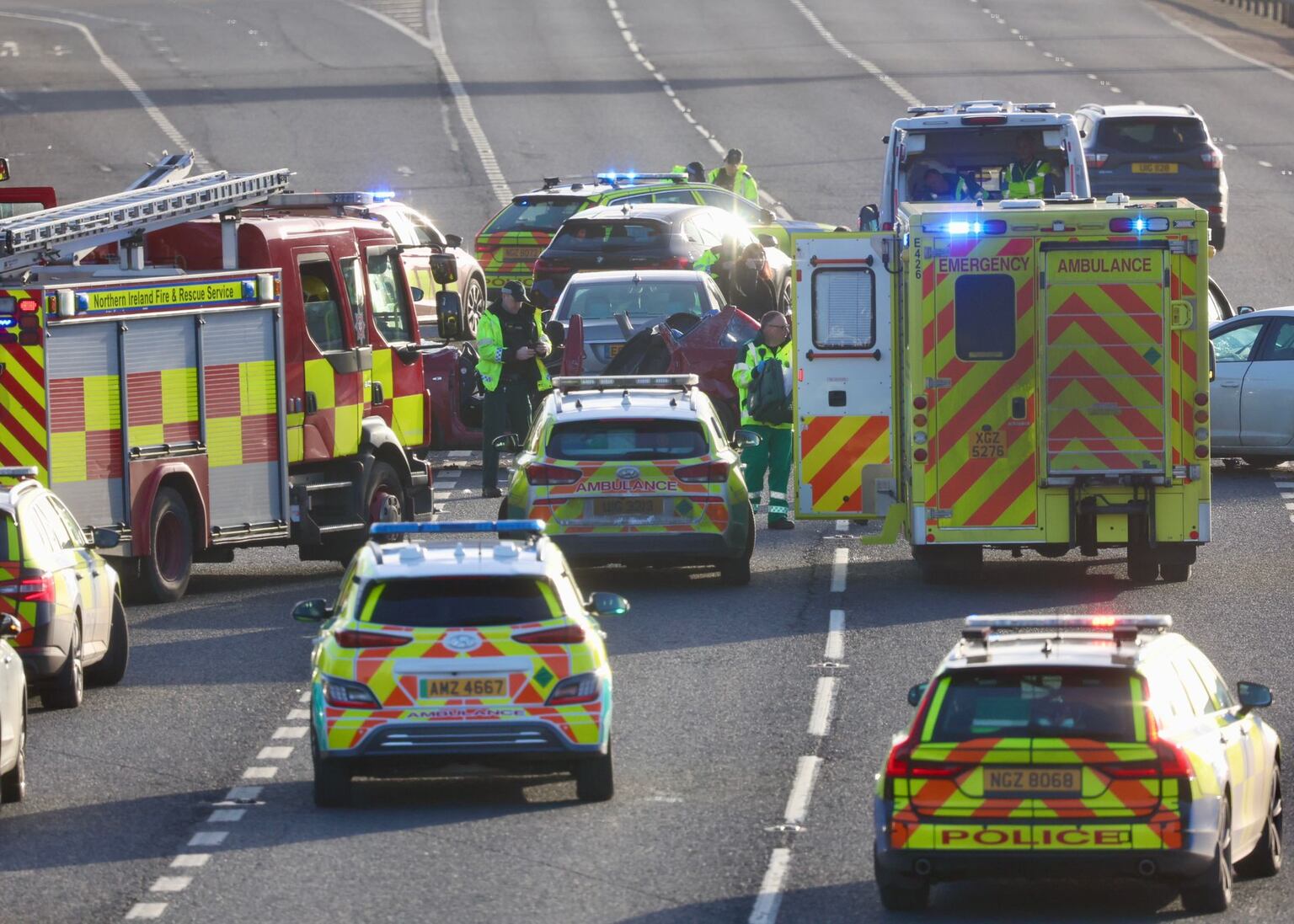 M2 crash: Four people injured in multi-vehicle collision near Belfast