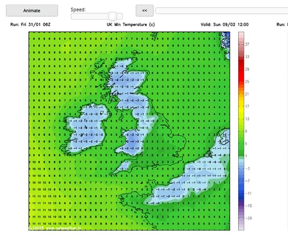 UK cold weather maps turn icy blue as -4C polar blast hits 8 areas