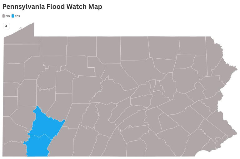 Pennsylvania Flood Map Shows Areas Warned of Possible Hazardous Conditions