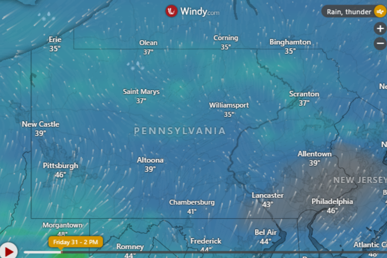 Pennsylvania Flood Map Shows Areas Warned of Possible Hazardous Conditions