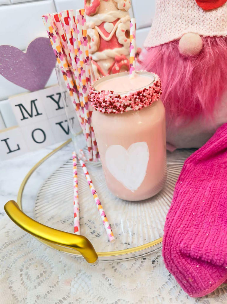 Valentine's Day fluff strawberry milk